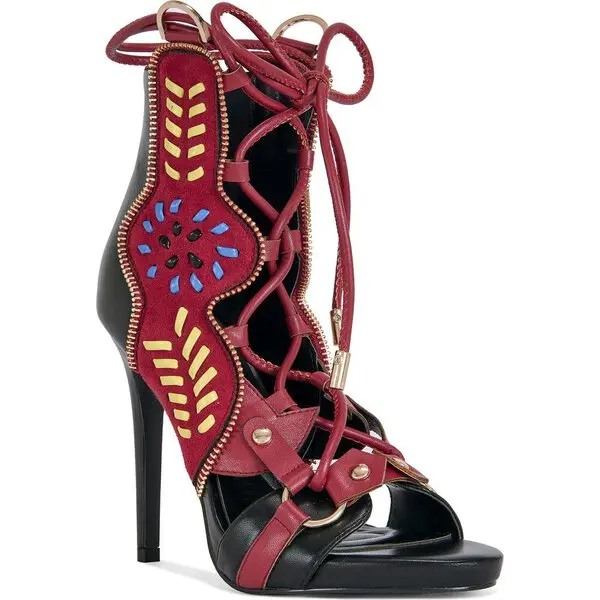 AZALEA WANG Shainia Peep-toe Stiletto Booties - Black Multi