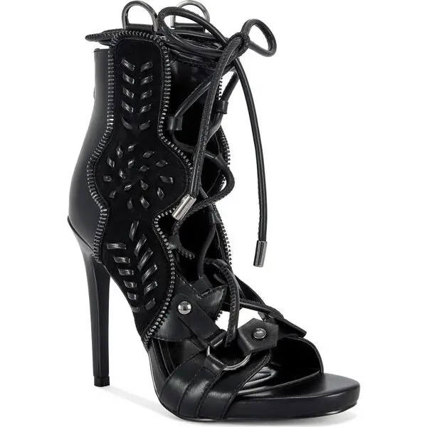 AZALEA WANG Shainia Peep-toe Stiletto Booties - Black