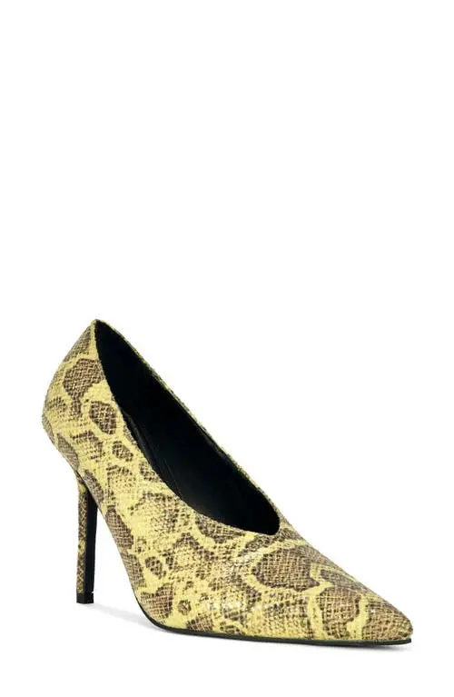 AZALEA WANG Patricc Pointed Toe Pump - Yellow Snake
