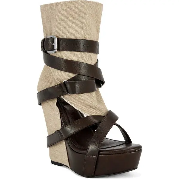 AZALEA WANG Rothko Platform Wedge Sandal - Taupe