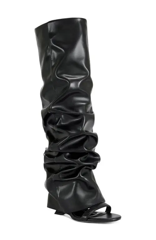 AZALEA WANG Raylan Knee High Sandal - Black