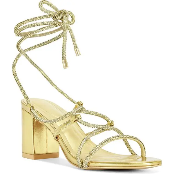 AZALEA WANG Revani Ankle Wrap Sandal - Gold