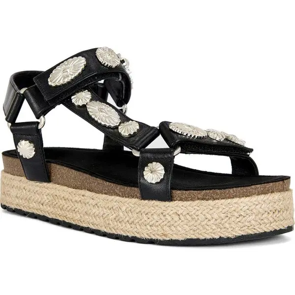 AZALEA WANG Watkins Ankle Strap Platform Sandal - Black