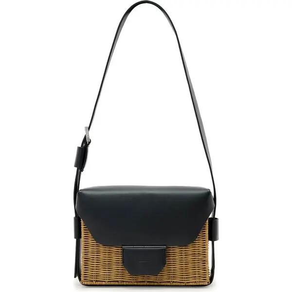 ALLSAINTS Monique Wicker Shoulder Bag - Biscuit/black