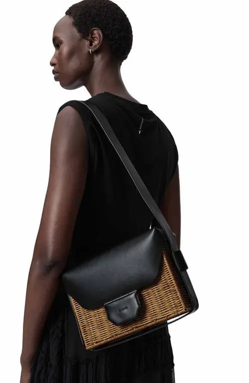 ALLSAINTS Monique Wicker Shoulder Bag - Biscuit/black