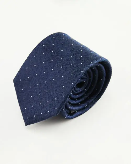 KNOTTERY & CO Seigaiha Silk Jacquard Neck Tie - Navy