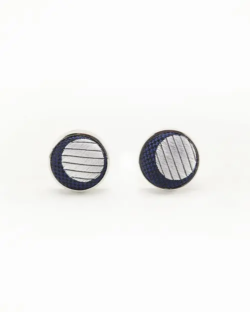 KNOTTERY & CO Polka Dot Silk Cufflinks - Navy