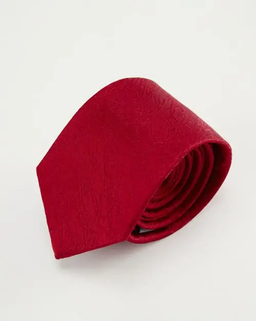 KNOTTERY & CO Bark Weave Silk Jacquard Neck Tie - Red