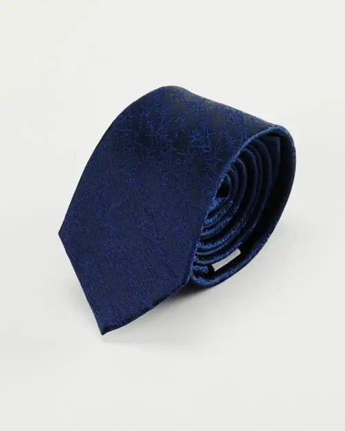 KNOTTERY & CO Bark Weave Silk Jacquard Standard Neck Tie - Navy