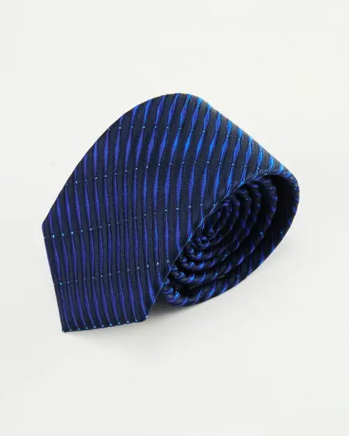 KNOTTERY & CO Ripple Lines Silk Jacquard Tie - Navy