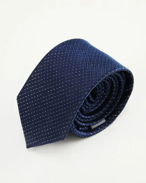 KNOTTERY & CO Grid Light Silk Jacquard Neck Tie - Navy