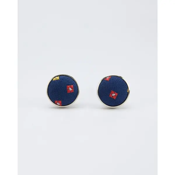 KNOTTERY & CO Diamond Blossom Silk Cufflinks - Navy