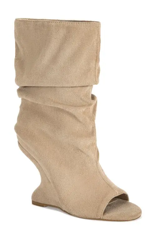 AZALEA WANG Marin Peep Toe Bootie - Beige