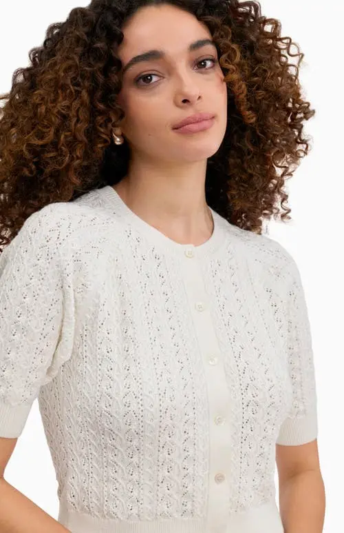 Rebecca Taylor Verana Knit Cardigan - Ivory