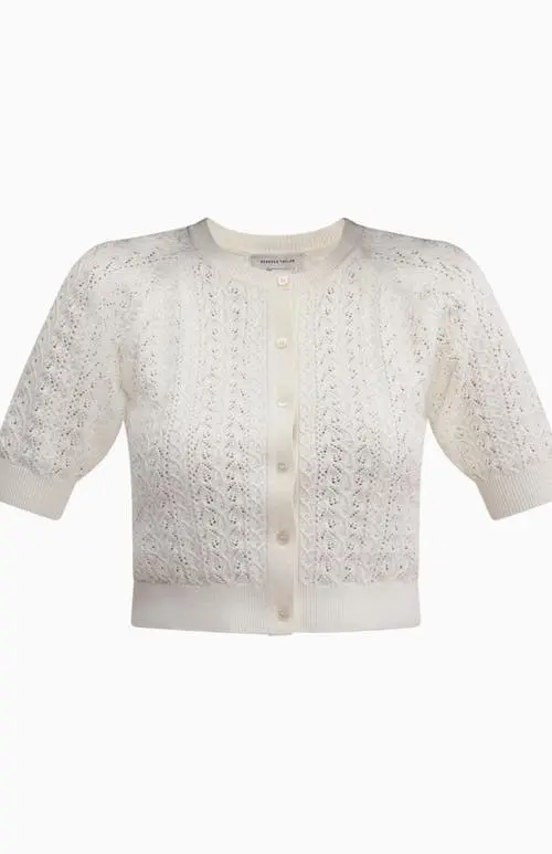 Rebecca Taylor Verana Knit Cardigan - Ivory