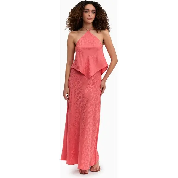 Rebecca Taylor Emery Floral Jacquard Maxi Skirt - Coral Blush