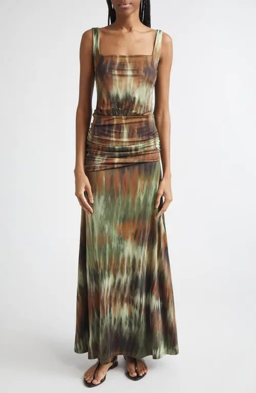 Johanna Ortiz Plant Of Joy Jersey Maxi Dress - Pine Green/chocolate