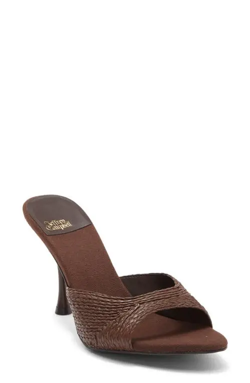 Jeffrey Campbell Agent Slide Sandal - Dark Brown Raffia