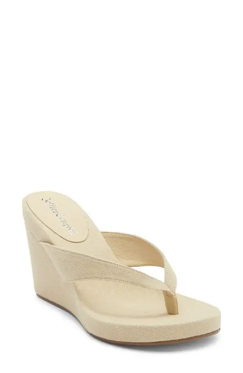 Jeffrey Campbell Liezel Platform Wedge Flip Flop - Beige Canvas
