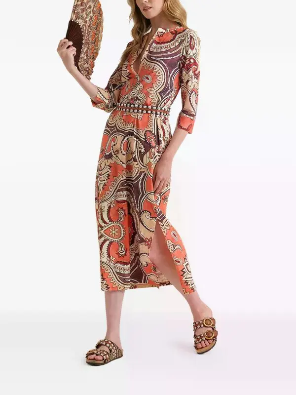 Malìparmi Paisley-print Midi Dress - Orange