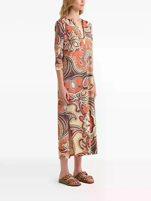 Malìparmi Paisley-print Midi Dress - Orange