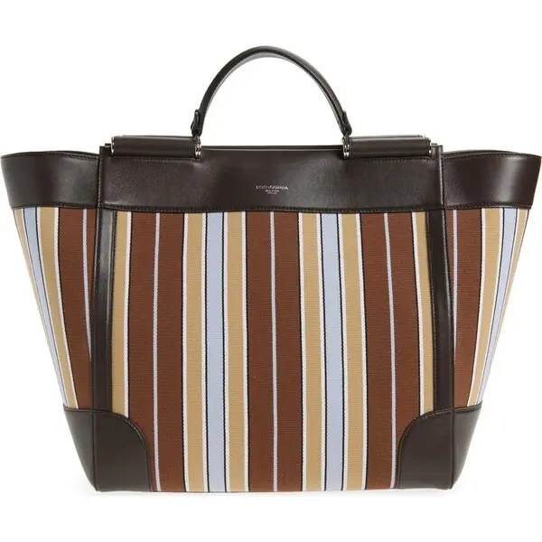 Dolce & Gabbana Sicily Stripe Jacquard Shoulder Bag - Multicolor Marrone