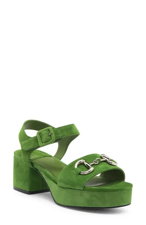 Jeffrey Campbell Timeless 2 Platform Sandal - Green Suede Silver