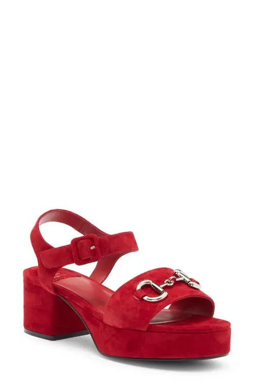 Jeffrey Campbell Timeless 2 Platform Sandal - Red Suede Silver