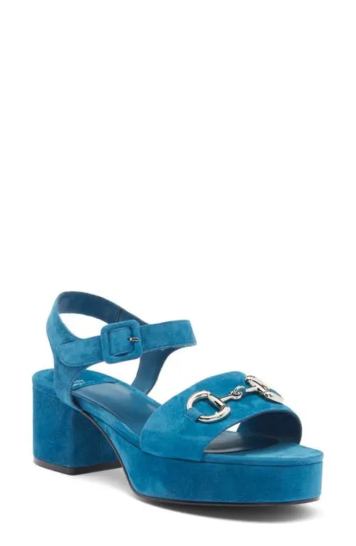 Jeffrey Campbell Timeless 2 Platform Sandal - Turquoise Suede Silver