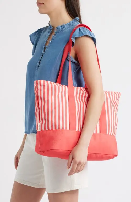 DOCK AND BAY Stripe Canvas Beach Tote - Raspberry Road
