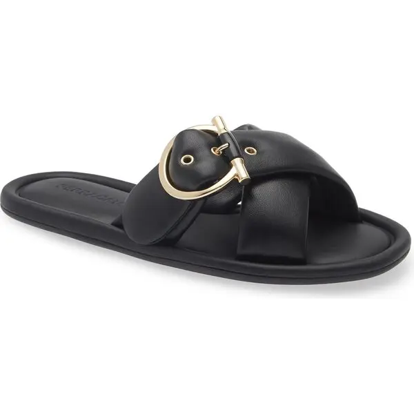FERRAGAMO Elyzia Gancio Buckle Slide Sandal - Black