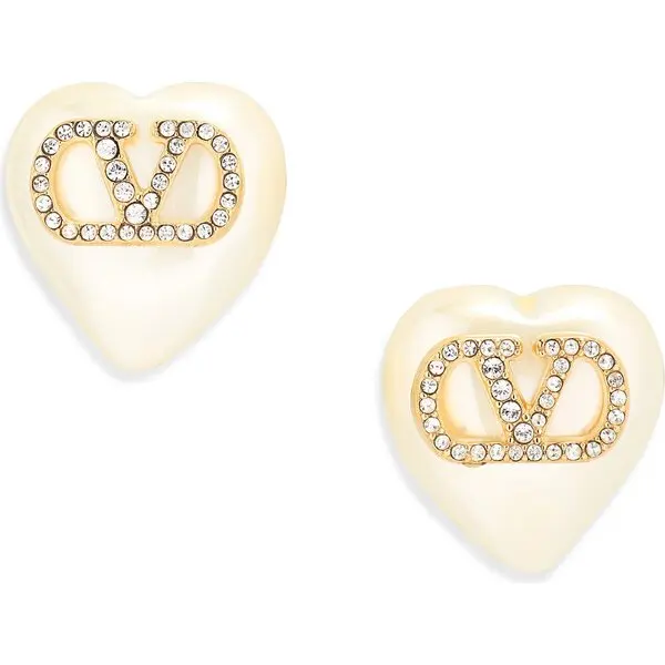 Valentino Garavani Vlogo Signature Faux Pearl Earrings - Gold
