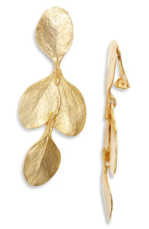 KENNETH JAY LANE Leaf Drop Earrings - Gold