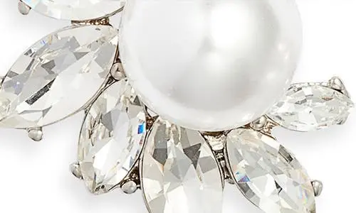 KENNETH JAY LANE Faux Pearl And Crystal Drop Earrings - Silver