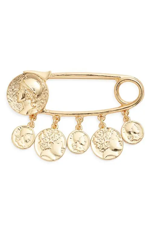 KENNETH JAY LANE Coin Charm Brooch - Gold