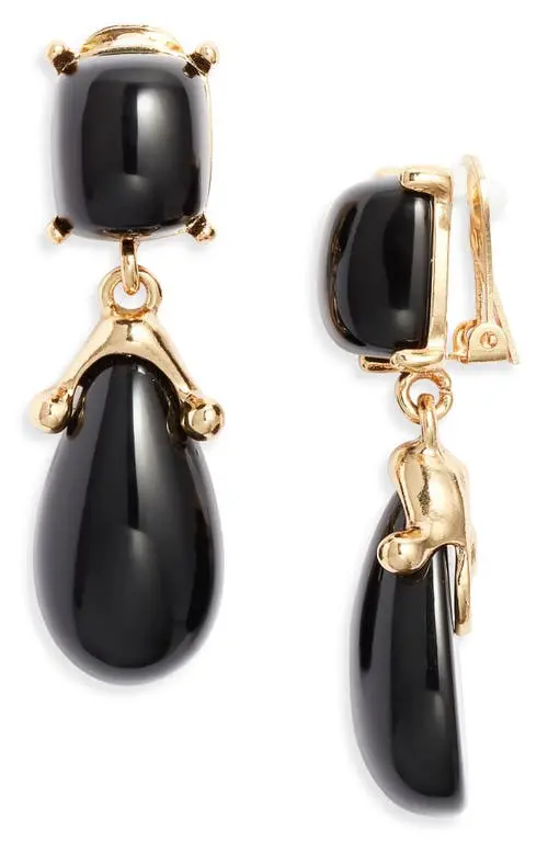 KENNETH JAY LANE Double Drop Clip-on Earrings - Black