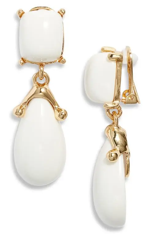 KENNETH JAY LANE Double Drop Clip-on Earrings - White