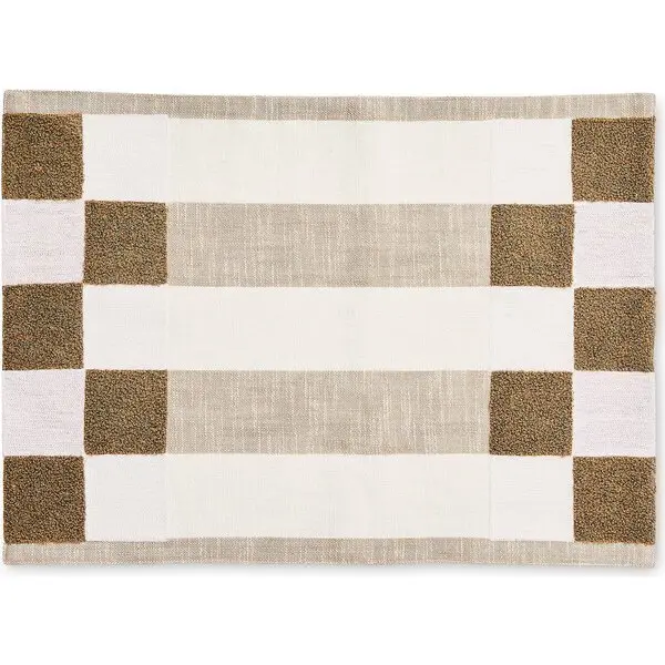 MACKENZIE-CHILDS Flax Checks & Stripes Set Of 4 Placemats - Beige