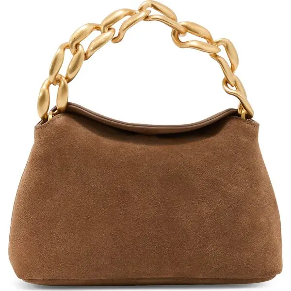 REISS Peony Suede Top Handle Bag - Tan