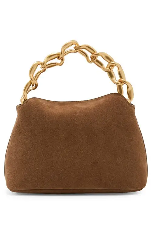REISS Peony Suede Top Handle Bag - Tan
