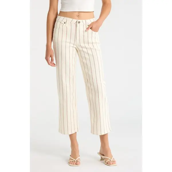 CITY BLUES Stripe Straight Leg Jeans