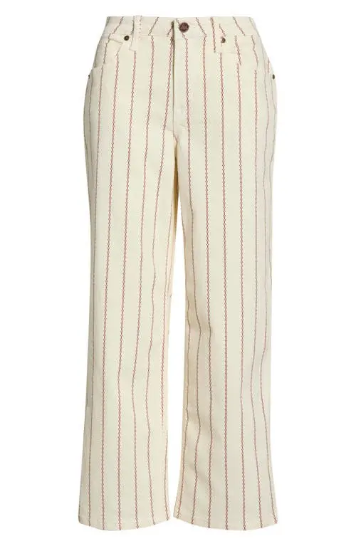 CITY BLUES Stripe Straight Leg Jeans