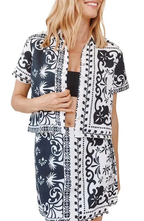 Bella Dahl Bandana Print Button-up Top - Tropical Bandana Print