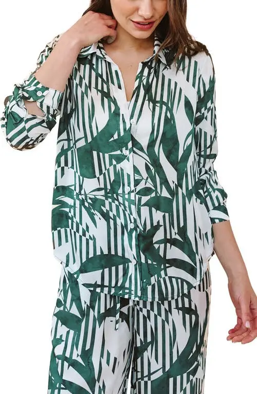 Bella Dahl Abstract Leaf Print Button-up Shirt - Palm Paradise