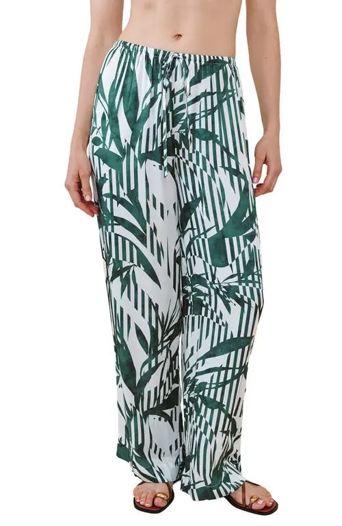 Bella Dahl Abstract Leaf Print Wide Leg Pants - Palm Paradise