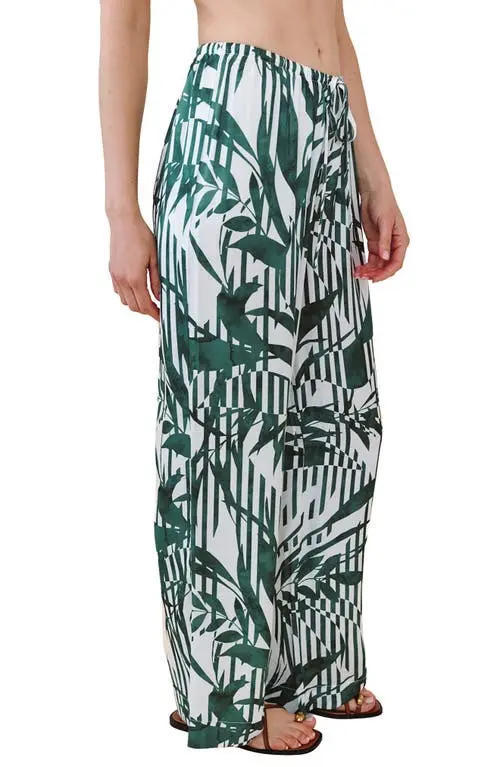 Bella Dahl Abstract Leaf Print Wide Leg Pants