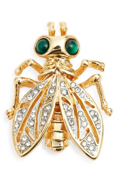 KENNETH JAY LANE Crystal Bee Brooch - Gold
