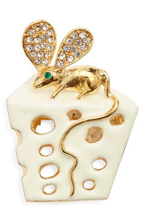 KENNETH JAY LANE Mouse & Cheese Pin - Gold