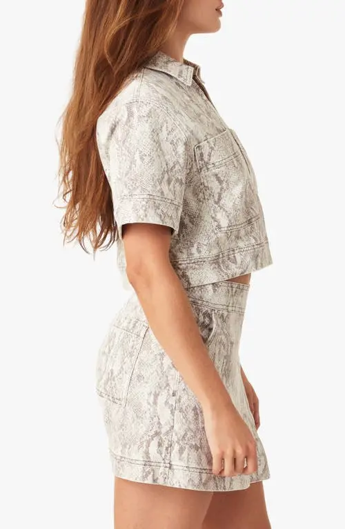 Habitual Snakeskin Print Denim Crop Top - Snake Print
