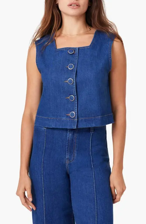 Habitual Button Front Denim Vest - Cornflower Blue